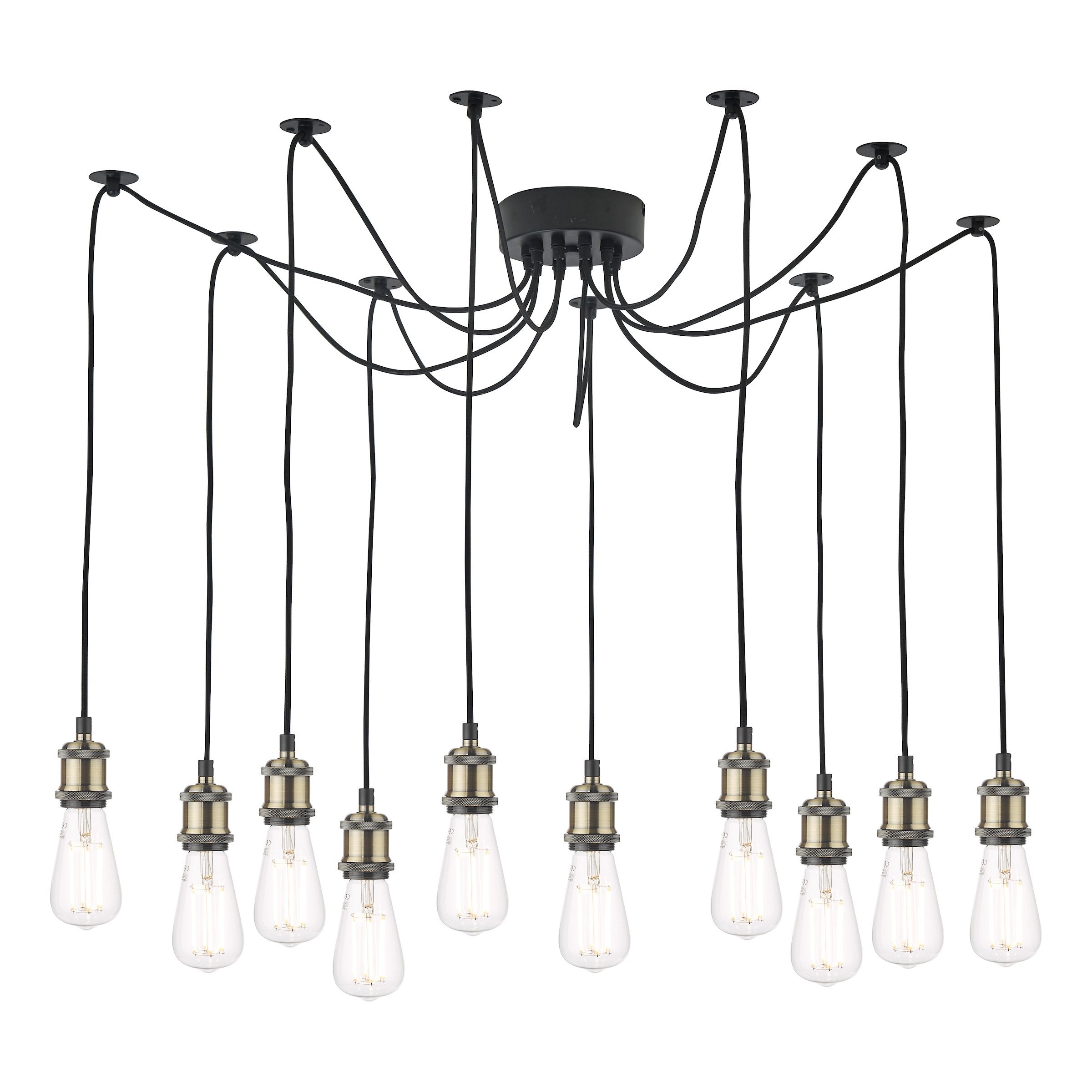 Dar Lighting WAC2375 Waco 10 Light Pendant Antique Brass Matt Black ...